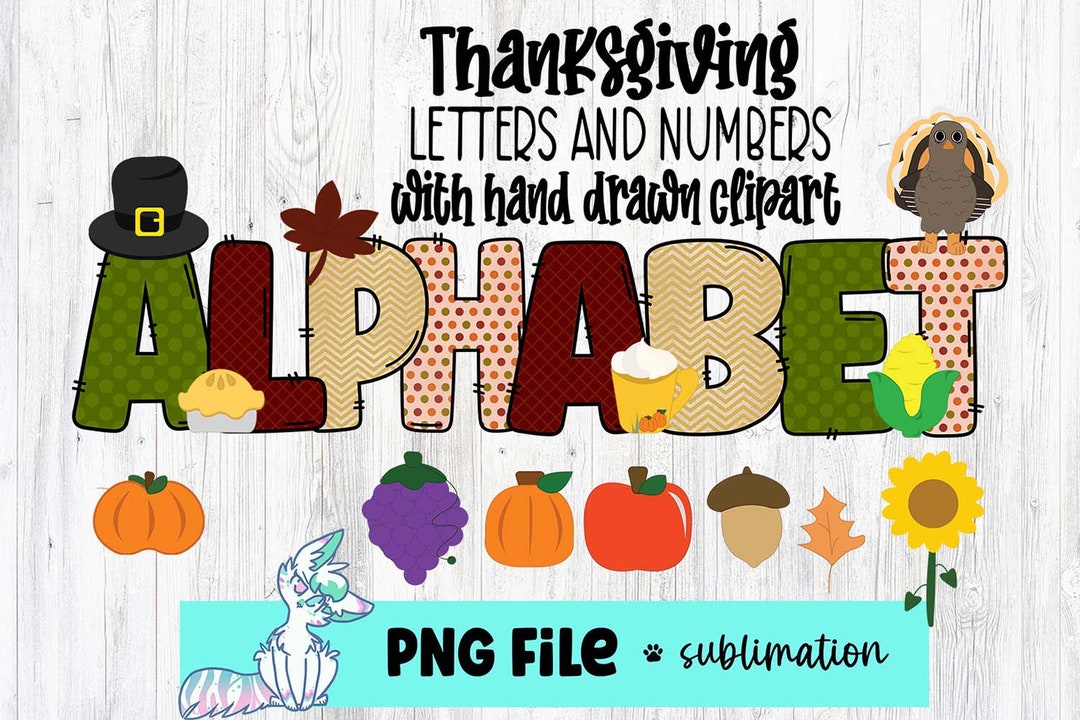 Fall Doodle Letters With Clip Art, Hand Drawn Doodle Alpha Bundle, Autumn Leaves Pumpkin ...