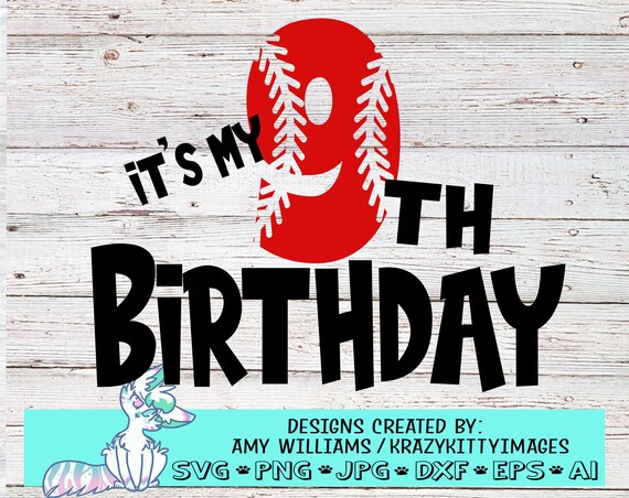 Boys 9th Birthday Svg Boys Baseball Birthday Svg Ninth | Etsy