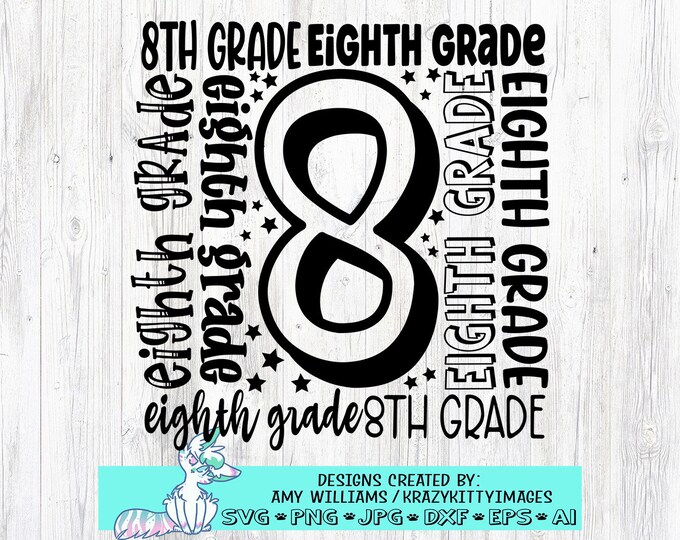8th Grade Typography Svg 8th Eighth Grade Svgfirst Day of - Etsy