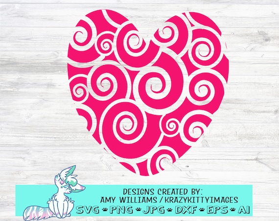 Swirly Heart Svg Cut File Heart With Swirls Svg | Etsy