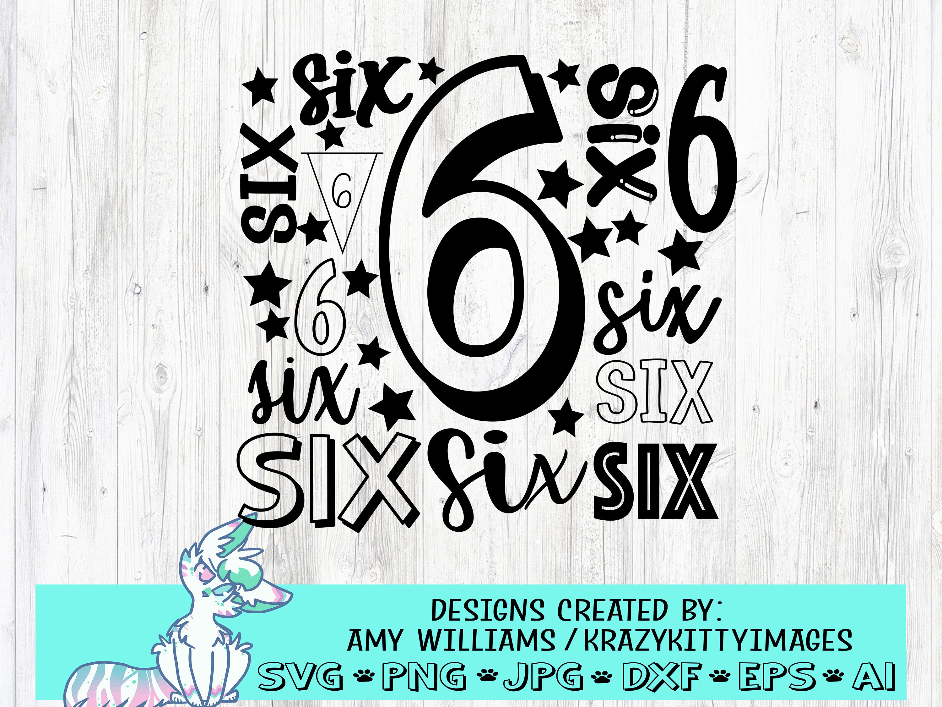 Number 6 Birthday Svg Six Svg 6 Year Old Svg Sixth Birthday | Etsy