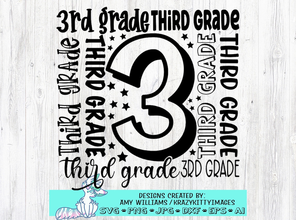 3rd Third Grade Typography Svg 3rd Third Grade Svg First Day - Etsy