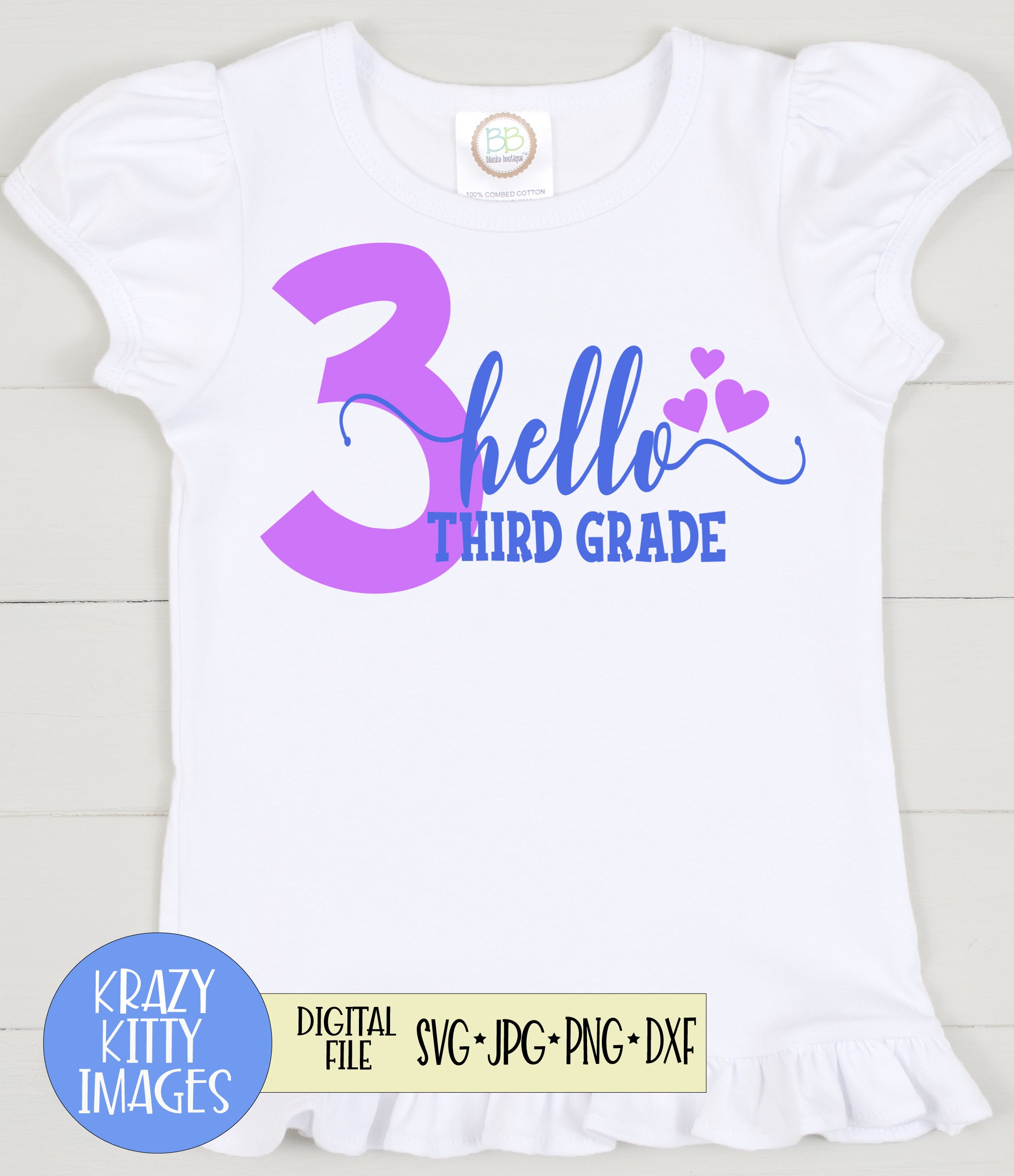 Hello Third Grade SVG School SVG Back to School Cut File | Etsy