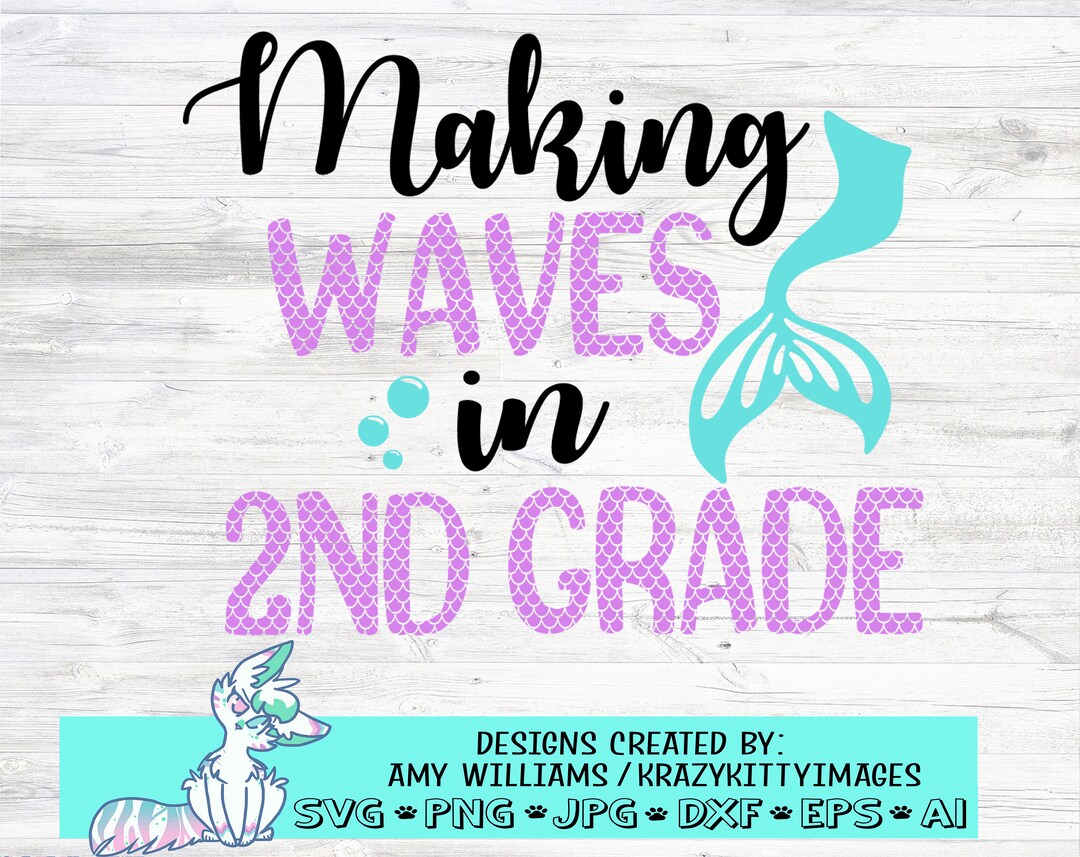 2nd Grade Svg, Mermaid Svg, Teacher Svg, Back to School Svg, Second ...