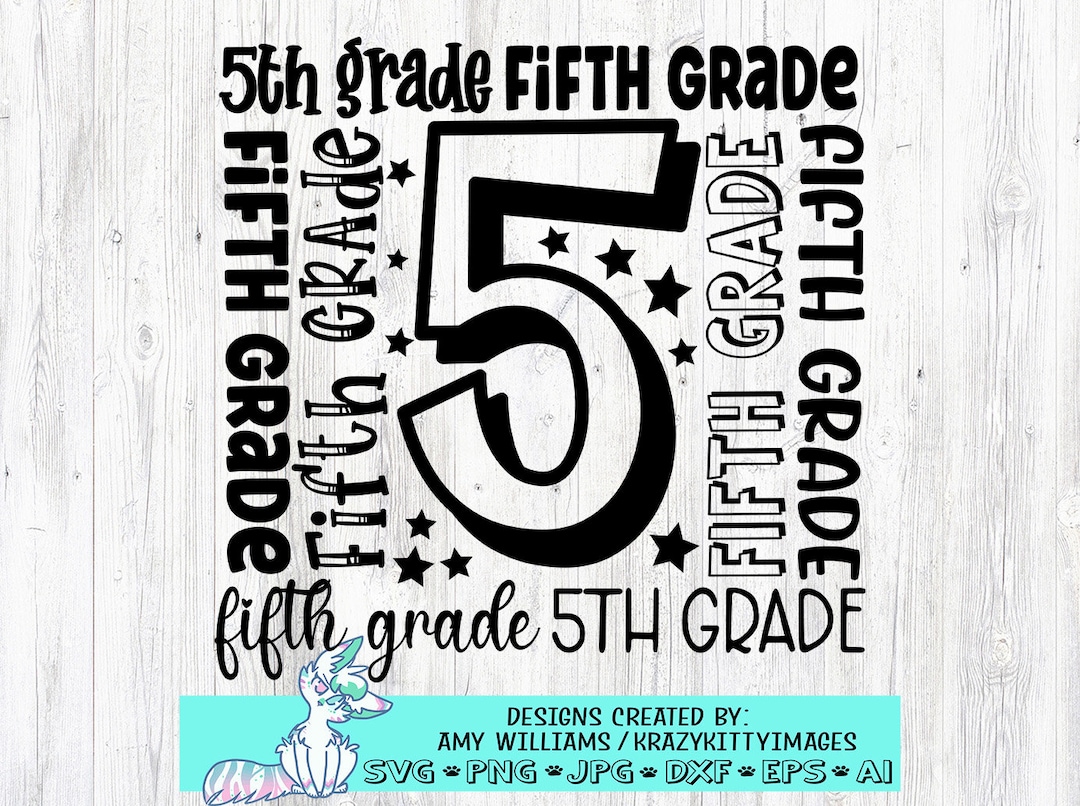 Back to School 5th Grade Svg, Fifth Grade Png Sublimation File, First ...