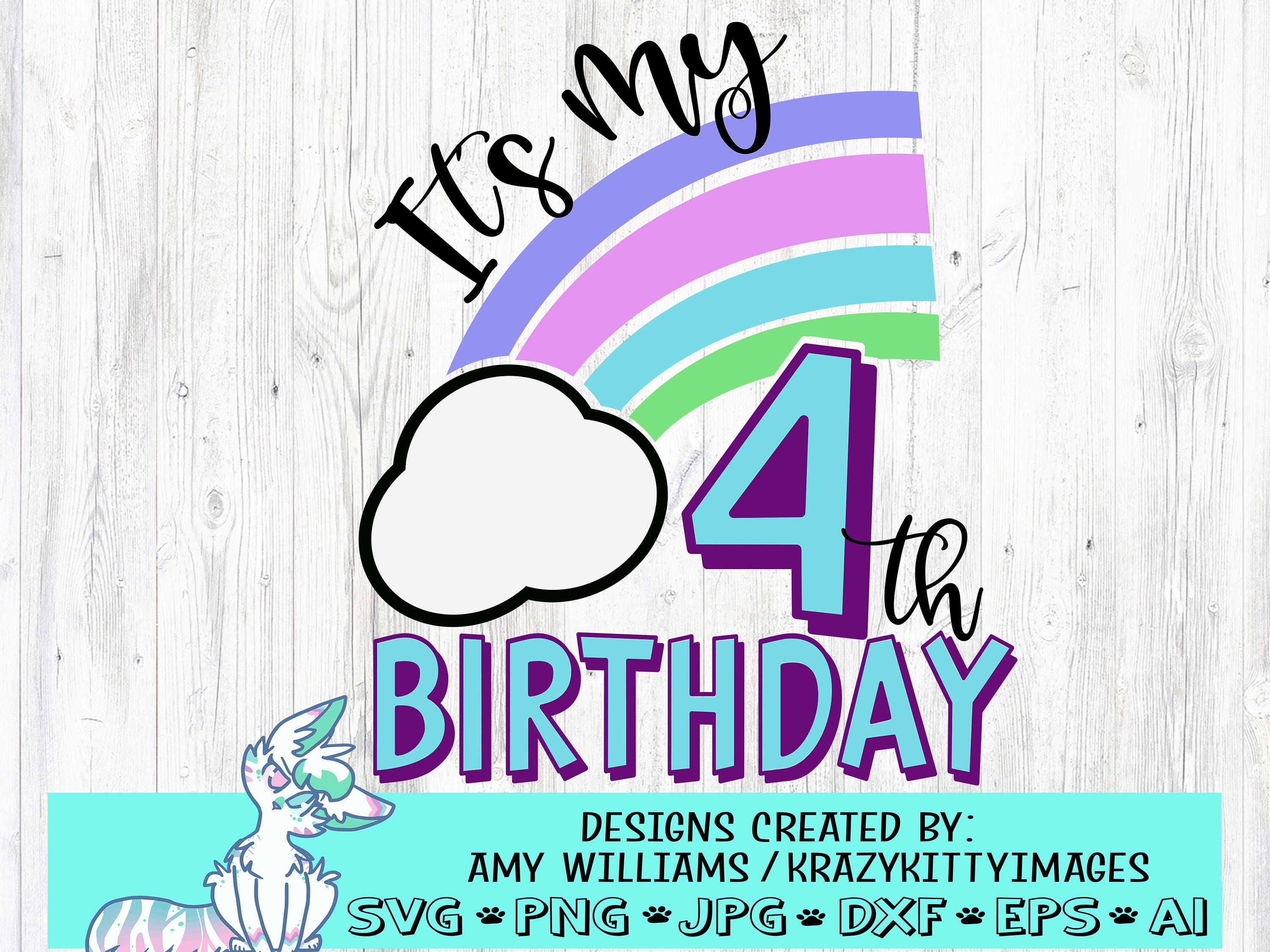 My 4th Birthday My Fourth Birthday svg Rainbow Birthday | Etsy