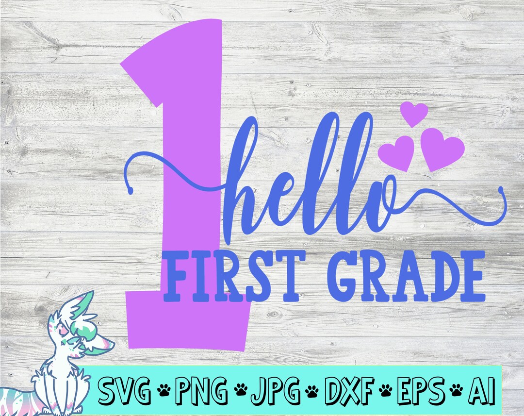 Hola primer grado svg, archivo de corte de primer grado, svg de regreso a la escuela, archivo de ...
