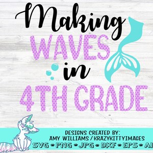 Fourth Grade SVG, Back to School, Mermaid Svg, School Cut File, School ...