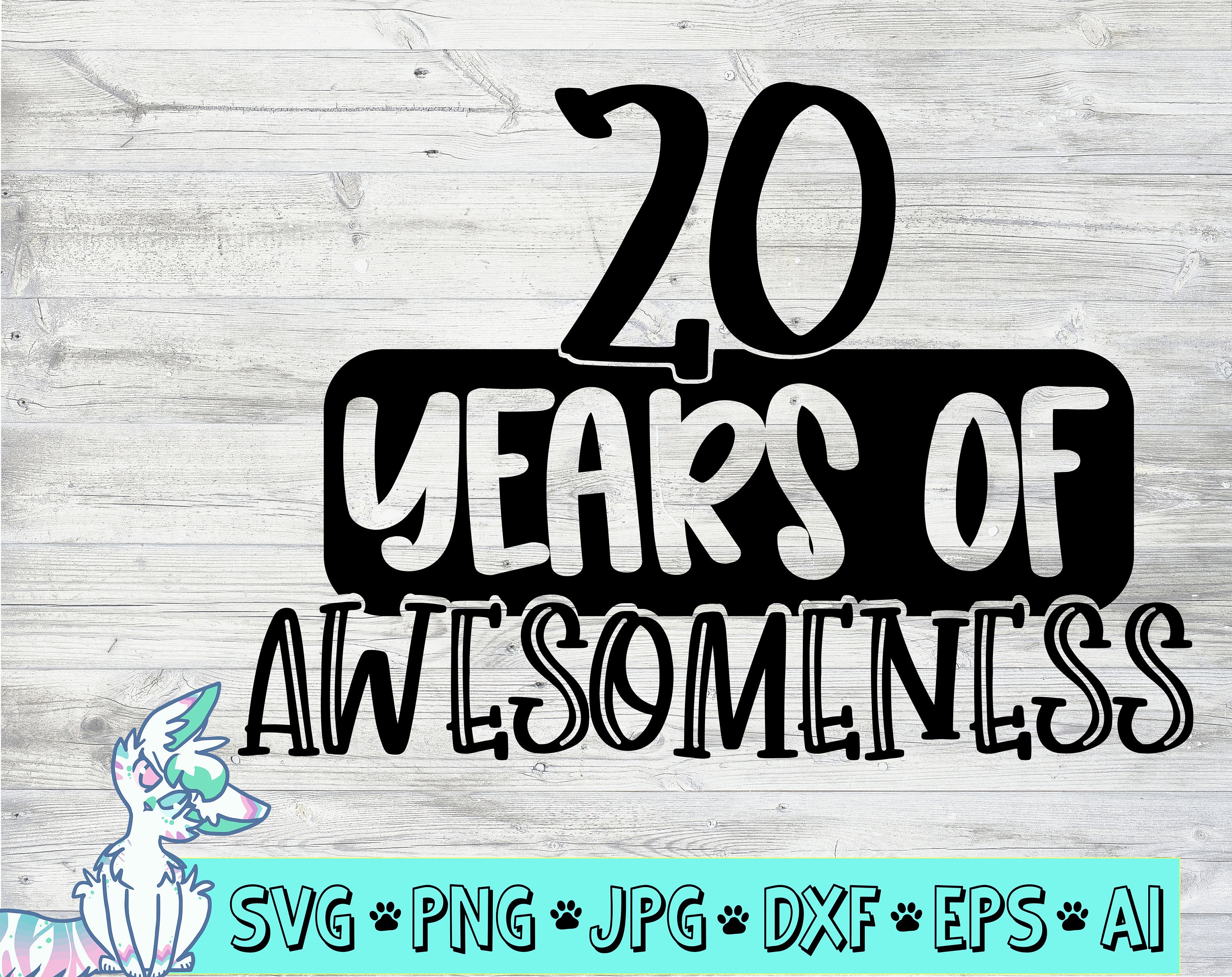 20 years of awesomeness svg 20th birthday svg twenty years | Etsy