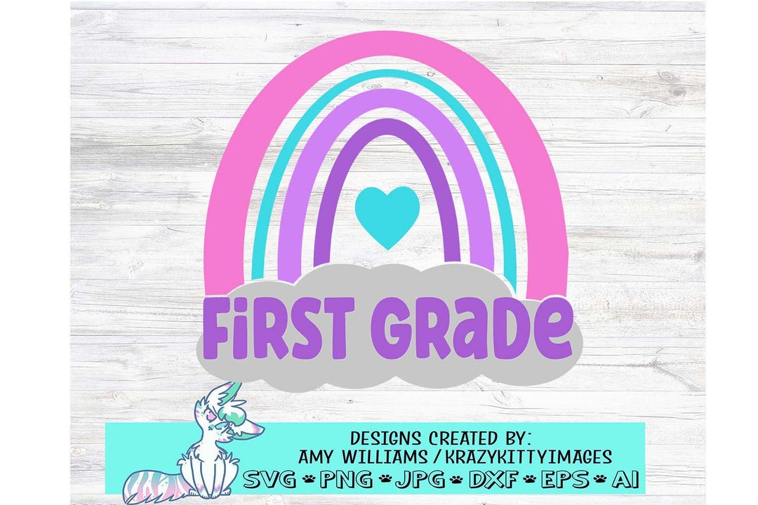 Back to School 1st Grade Rainbow Svg, Girls First Day of School ...