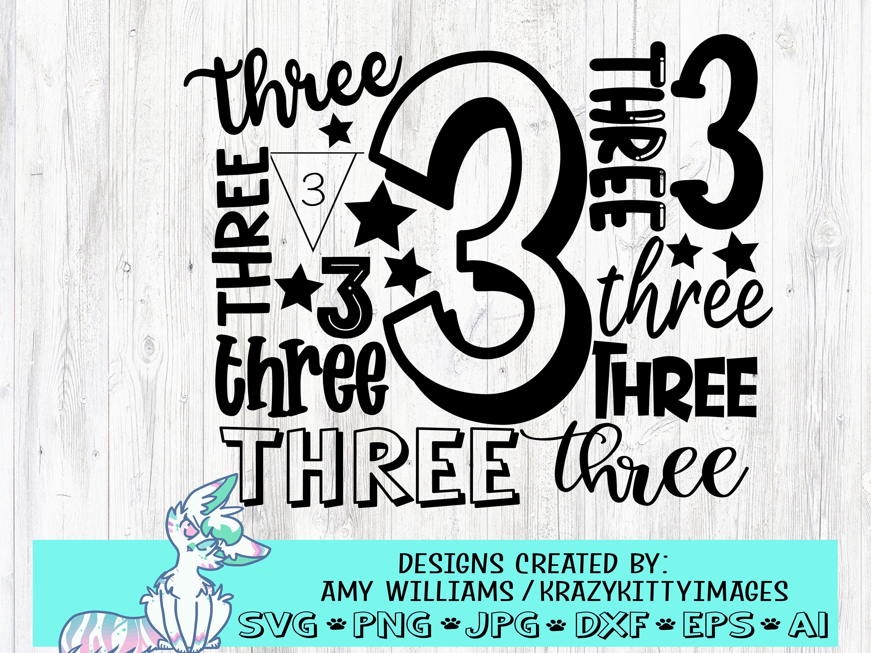 Number 3 Birthday Svg, Three Svg, Three Year Old Svg, Third Birthday ...