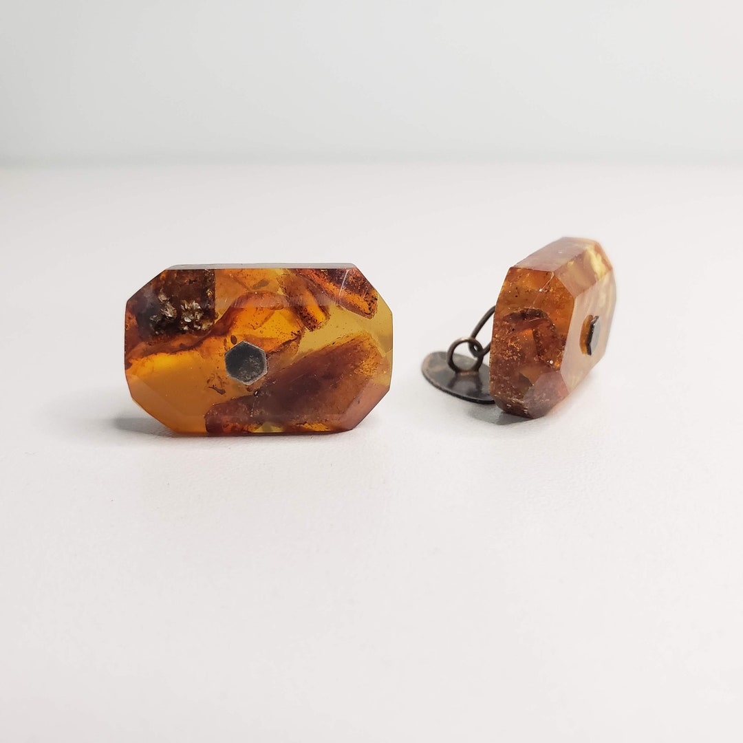 Vintage Cufflinks Amber, Triangular Cufflinks, Soviet Cufflinks Amber 8 ...