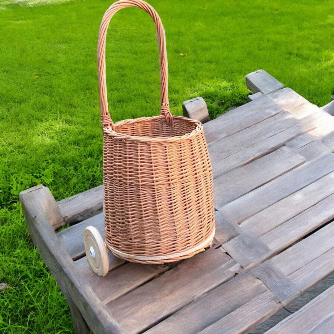 Big Wicker Shopping Trolley Handmade Basket Willow Shoping Trolley - Etsy