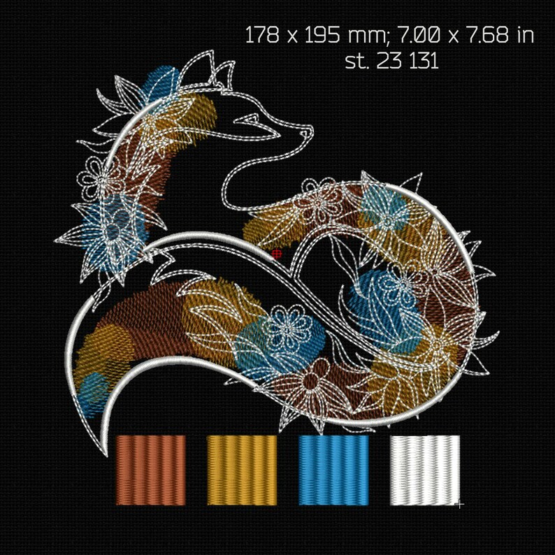 Embroidery Design Fox Embroidery Designs Flower - Etsy