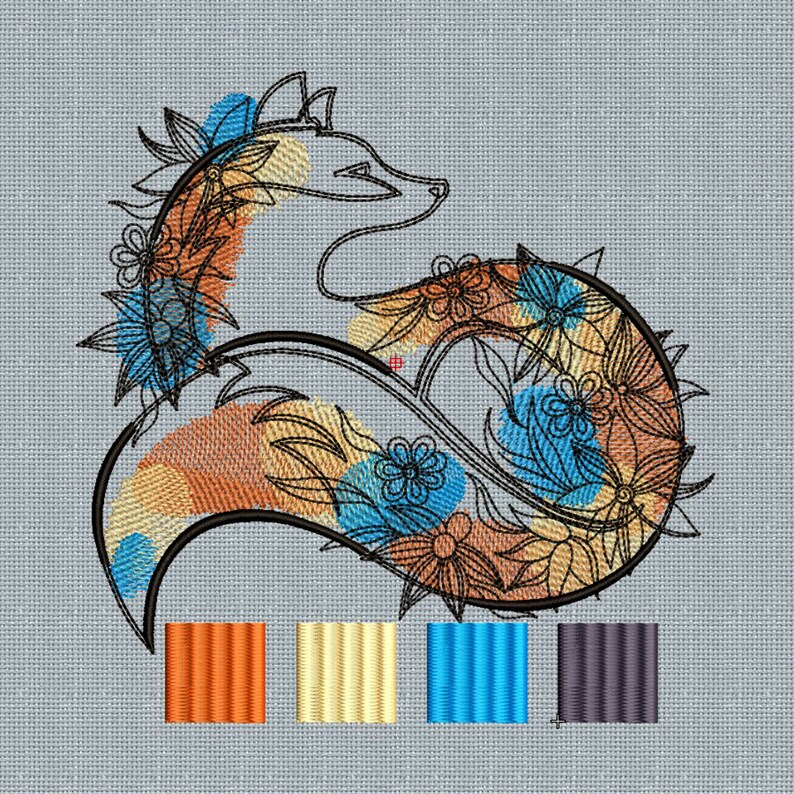 Embroidery Design Fox Embroidery Designs Flower - Etsy