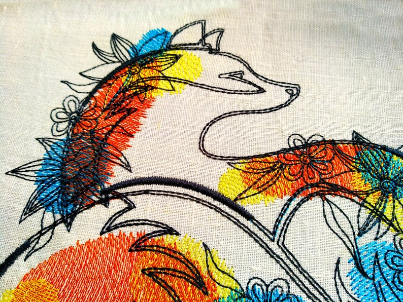 Embroidery Design Fox Embroidery Designs Flower - Etsy