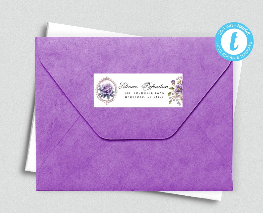 Violet Rose Printable Mailing-return Address Labels/avery Label 5263 ...