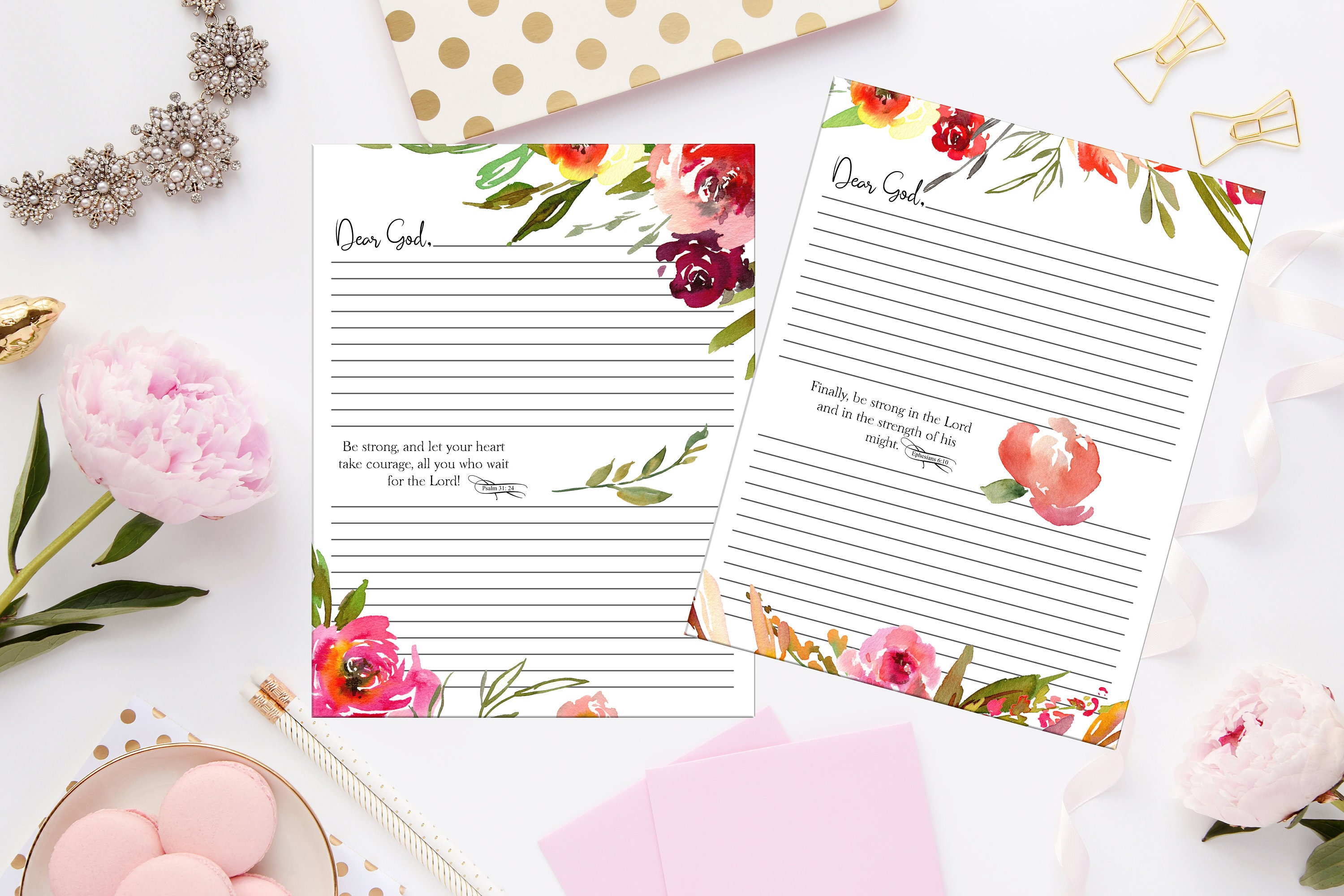 Dear God Note Pages Ruby Floral 8.5x11 632/Printable Bible | Etsy