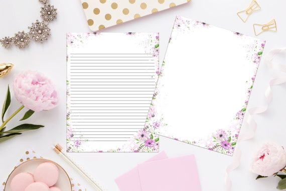 Lavender Flowers Printable Stationery 8.5x11 56/digital - Etsy