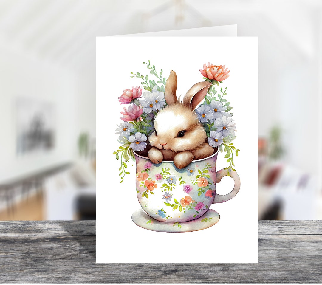 4x6 Cute Bunny Printable Flat Note Cards & Portrait Card 1611/printable ...