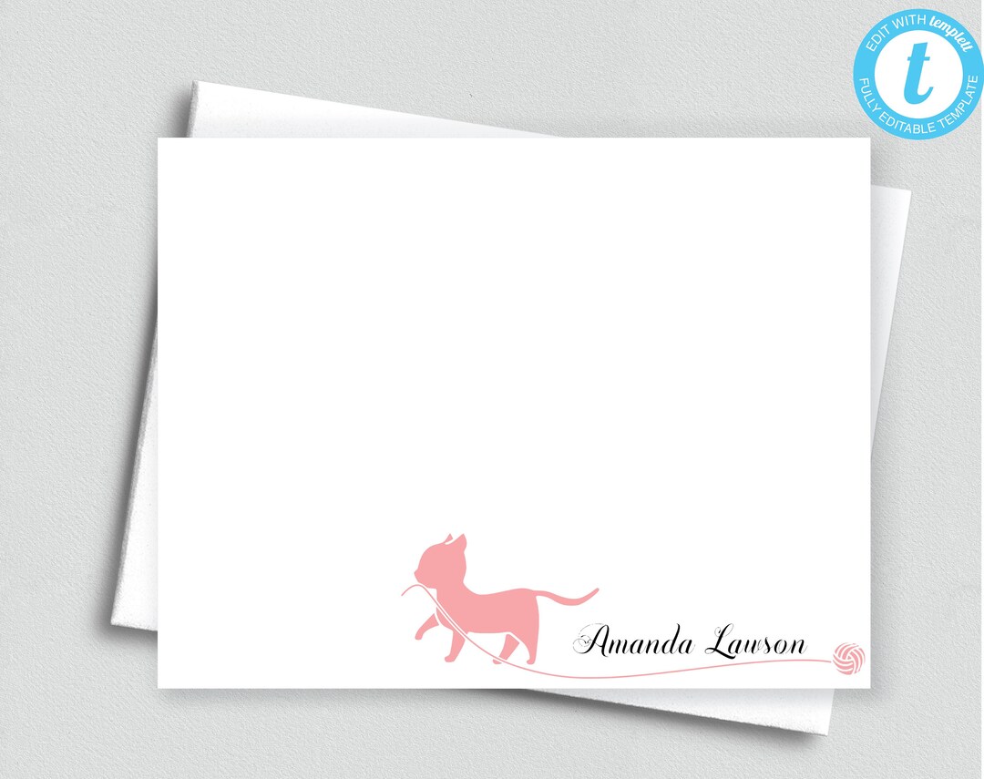 Personalized Printable Editable Flat Single Sided Note Card/5.5x4.25 ...