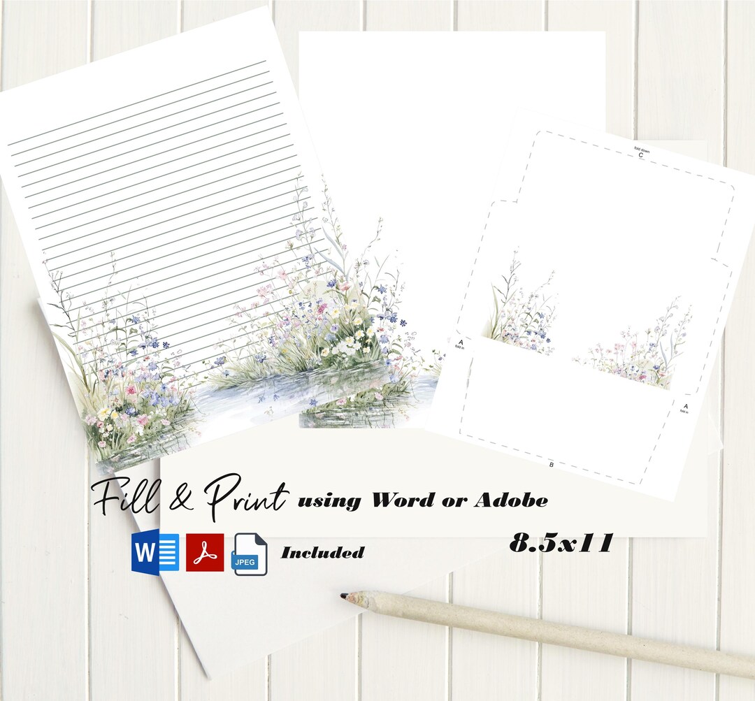 Wildflowers Stationery 8.5x11 Sta-48-31/digital Note Paper/printable ...