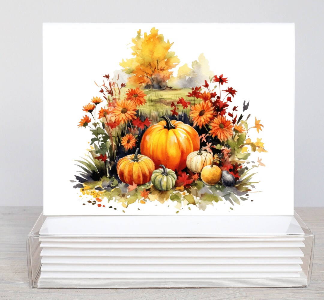 5x7 Pumpkin Garden Printable Flat Note Cards With Envelope 1591/instant ...