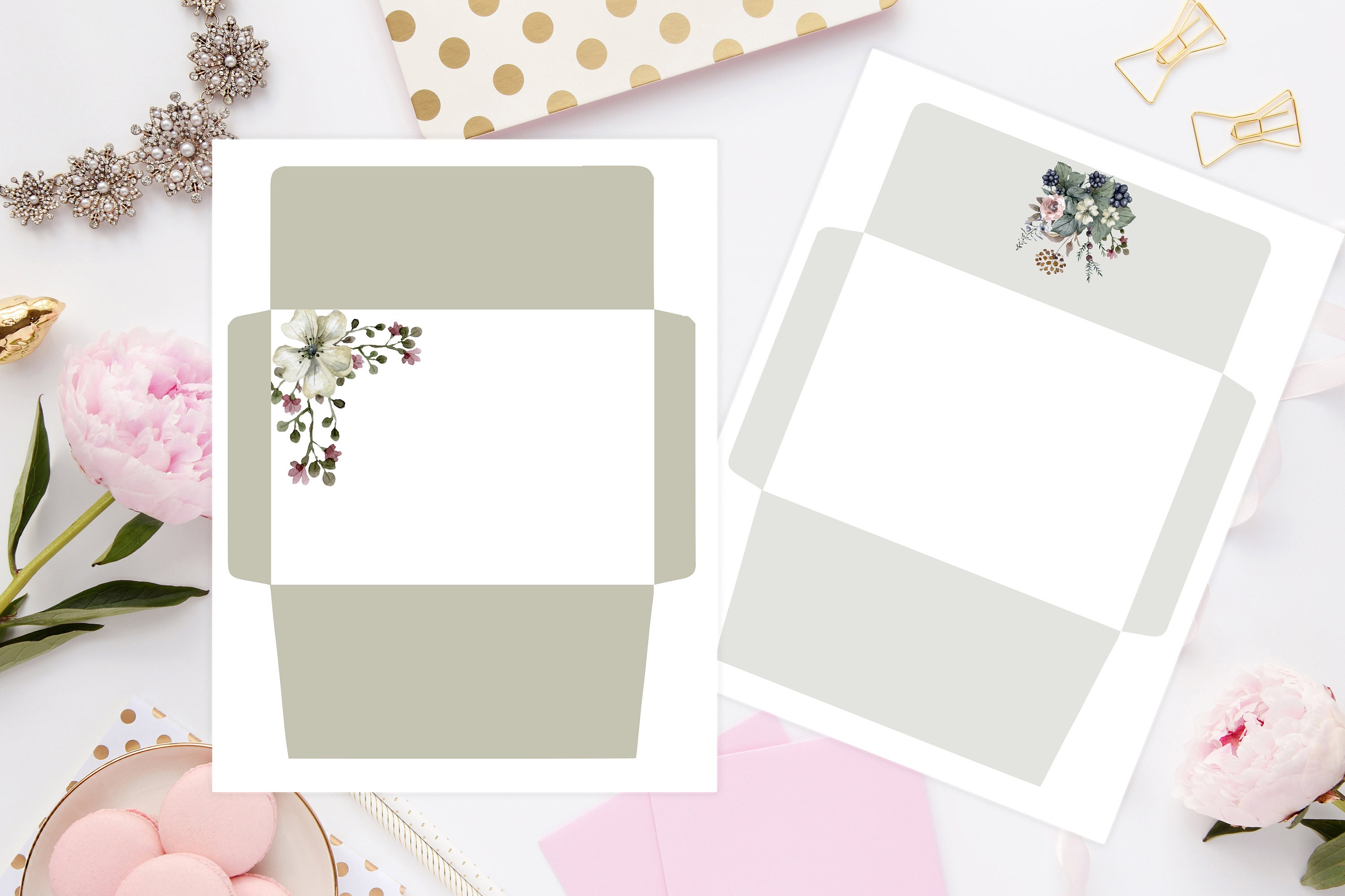 Beautiful Flowers Printable Envelopes For 8.5 x 11 Stationery ...