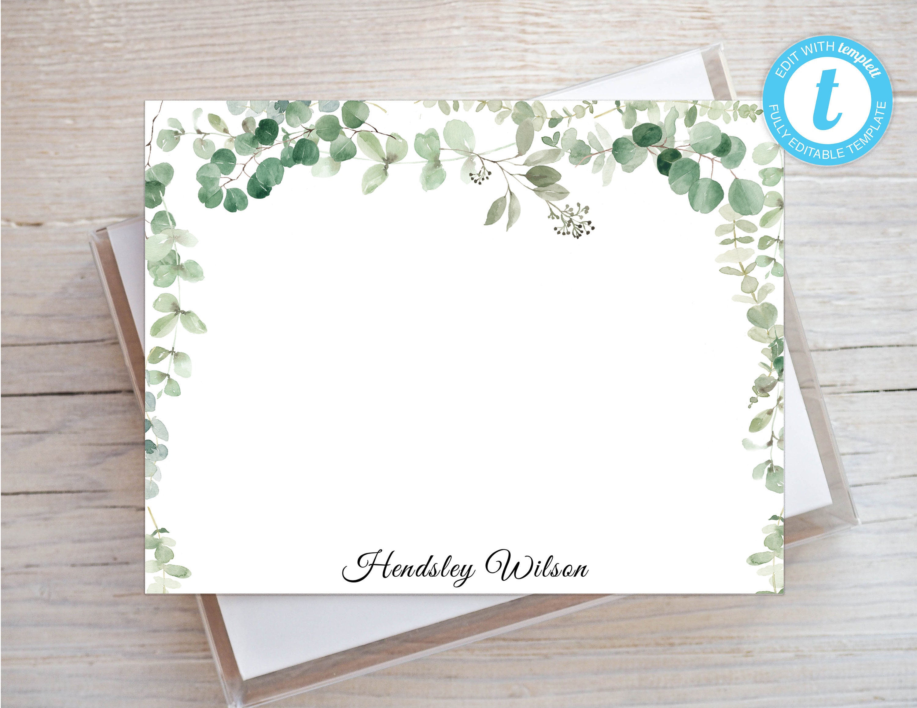 Green Botanical Personalized Printable Editable Flat Single - Etsy