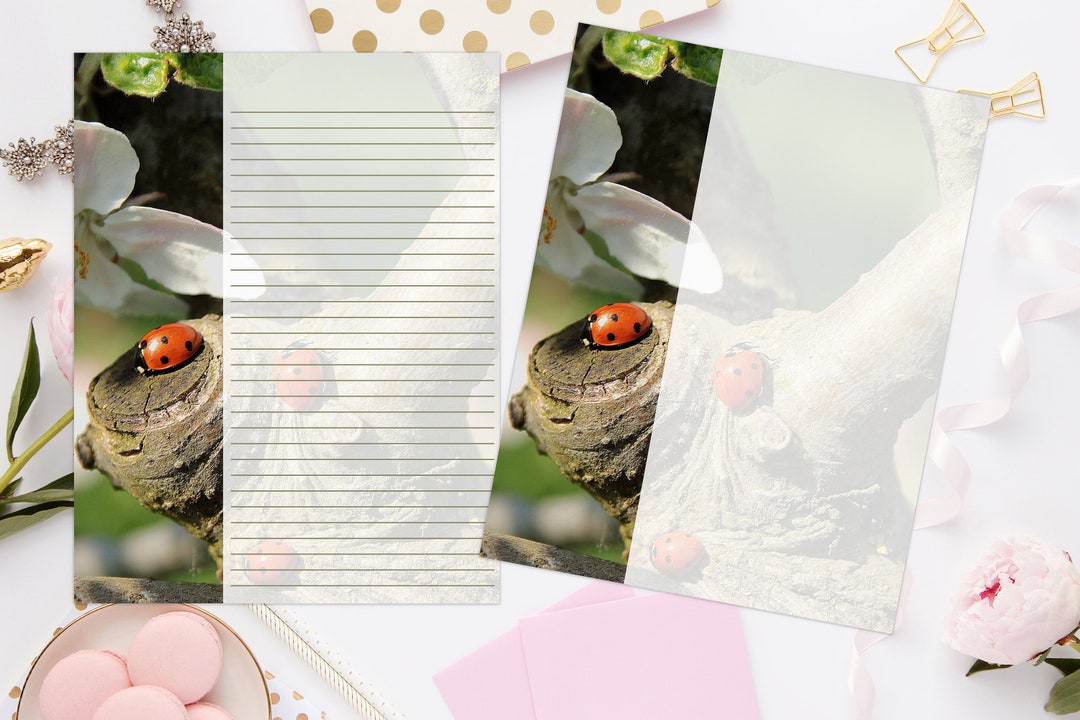 Lady Bugs Printable Stationery 8.5x11 928/printable Note Paper/digital ...