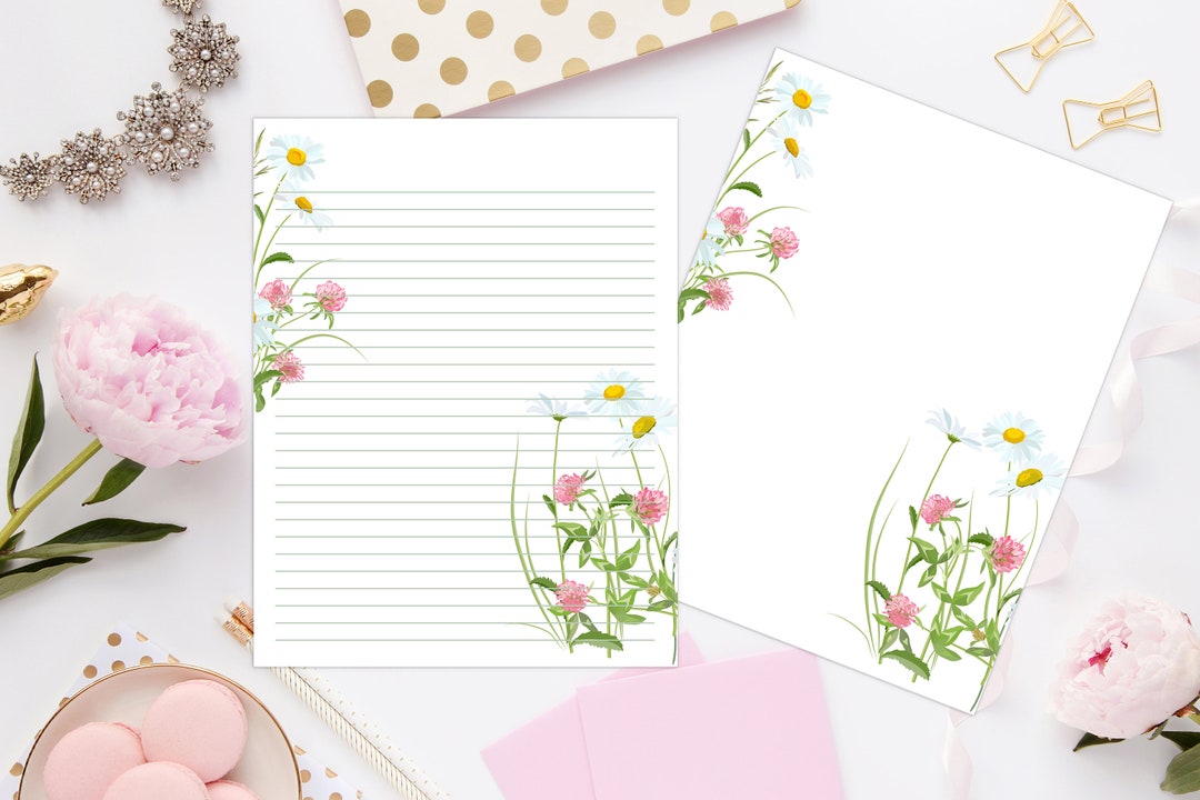 Printable Stationery Lovely Daisies 8.5x11 983/printable Envelope ...
