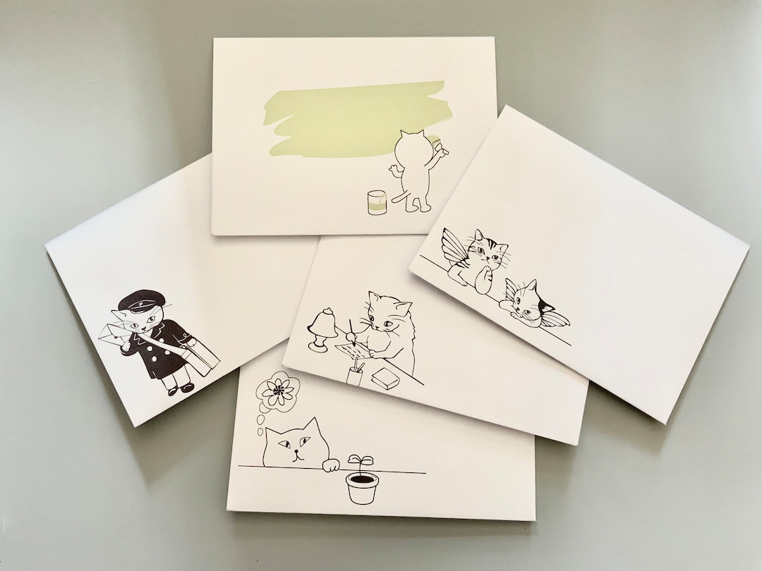 Set of 5 the Cats Printable Envelopes 5x7/printable Envelope Template ...