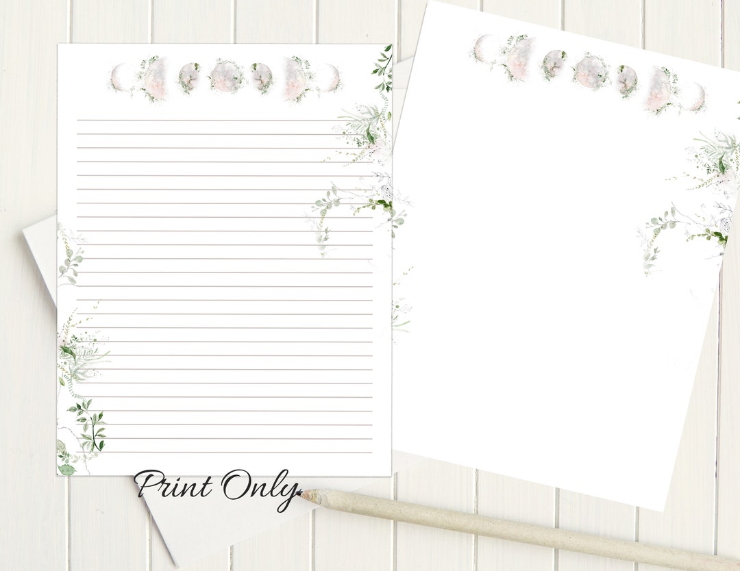 Moon Phases Printable Stationery 8.5x11 1194/digital Paper/printable ...