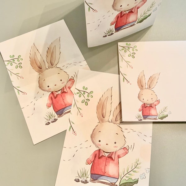Bunny Note Cards - Etsy