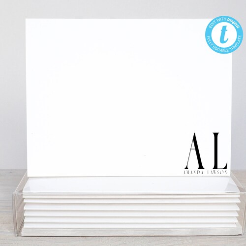 Personalized Printable Editable Flat Single Sided Note Card - Etsy
