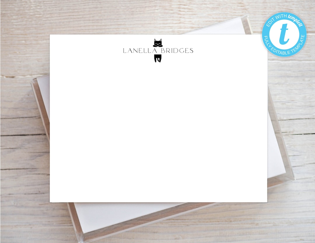 Personalized Printable Editable Flat Single Sided Note Card 79/5.5x4.25 ...