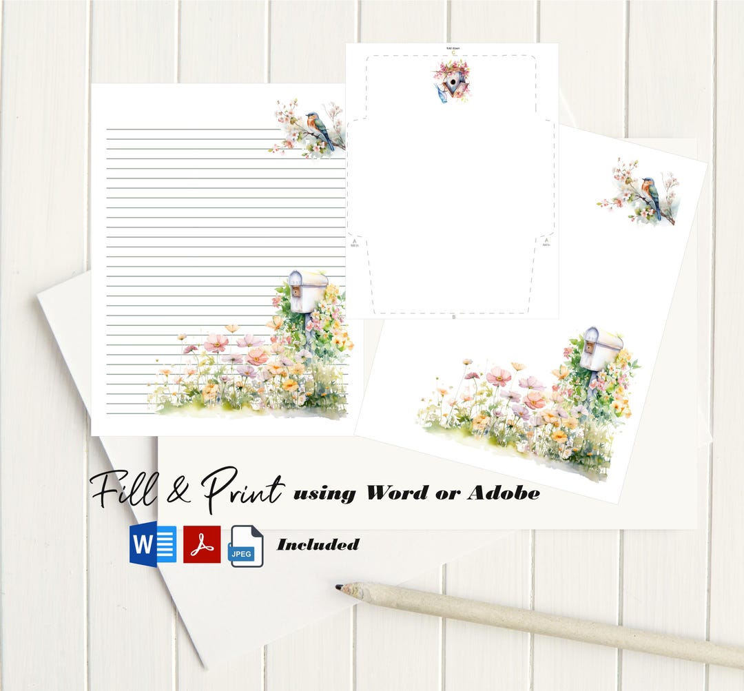 Spring Time Stationery 8.5x11 Sta-08/floral Digital Paper/printable ...