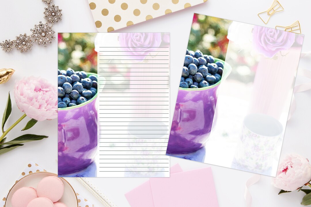 Blueberries Printable Stationery 8.5x11 956/printable Note - Etsy