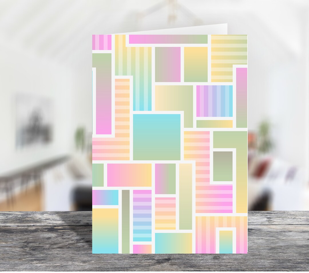 Pastel Shapes 4x6 Printable Portrait Flat Note Card With Envelope 1479 ...
