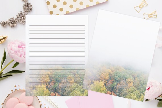 Autumn Mist Printable Stationery 8.5x11 1113/Digital Note | Etsy