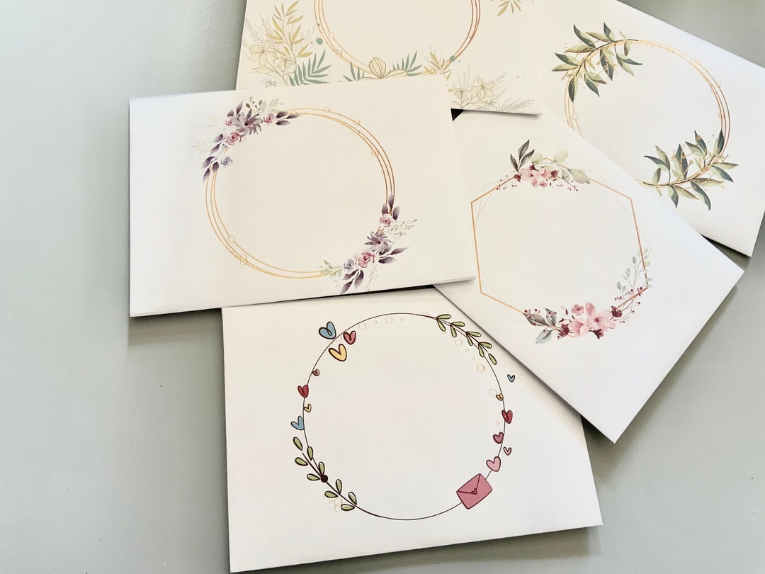 Set of 5 Floral Rings Printable Envelope Templates 5x7/printable ...