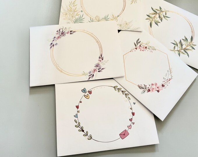 DIY Envelope Kit - Printable Template With Floral Patterns - Easy Cut ...