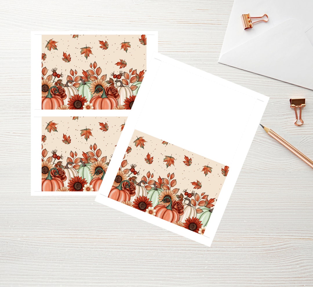 5x7 Fall Times Printable Flat Note Card & Tent Card With Envelope 1430 ...