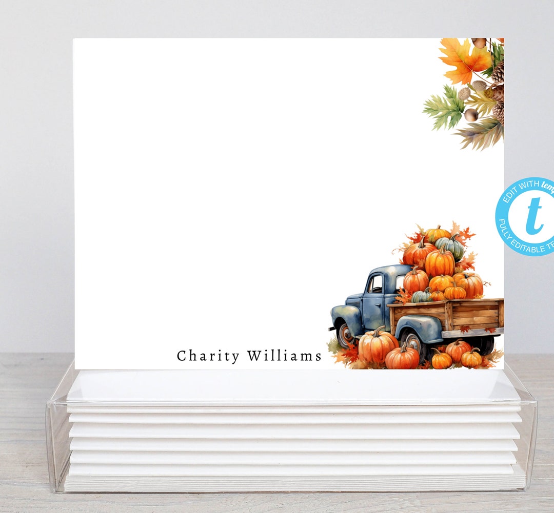 Pumpkin Ride Personalized Printable Editable Flat Single Sided Note ...