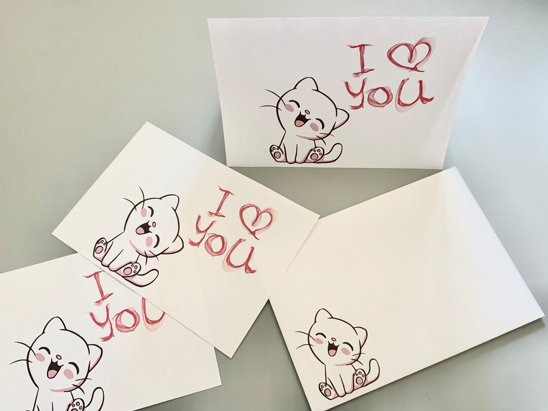 I Love You Printable 5x7 Flat Note Cards & Tent Card With Envelope 1605 ...