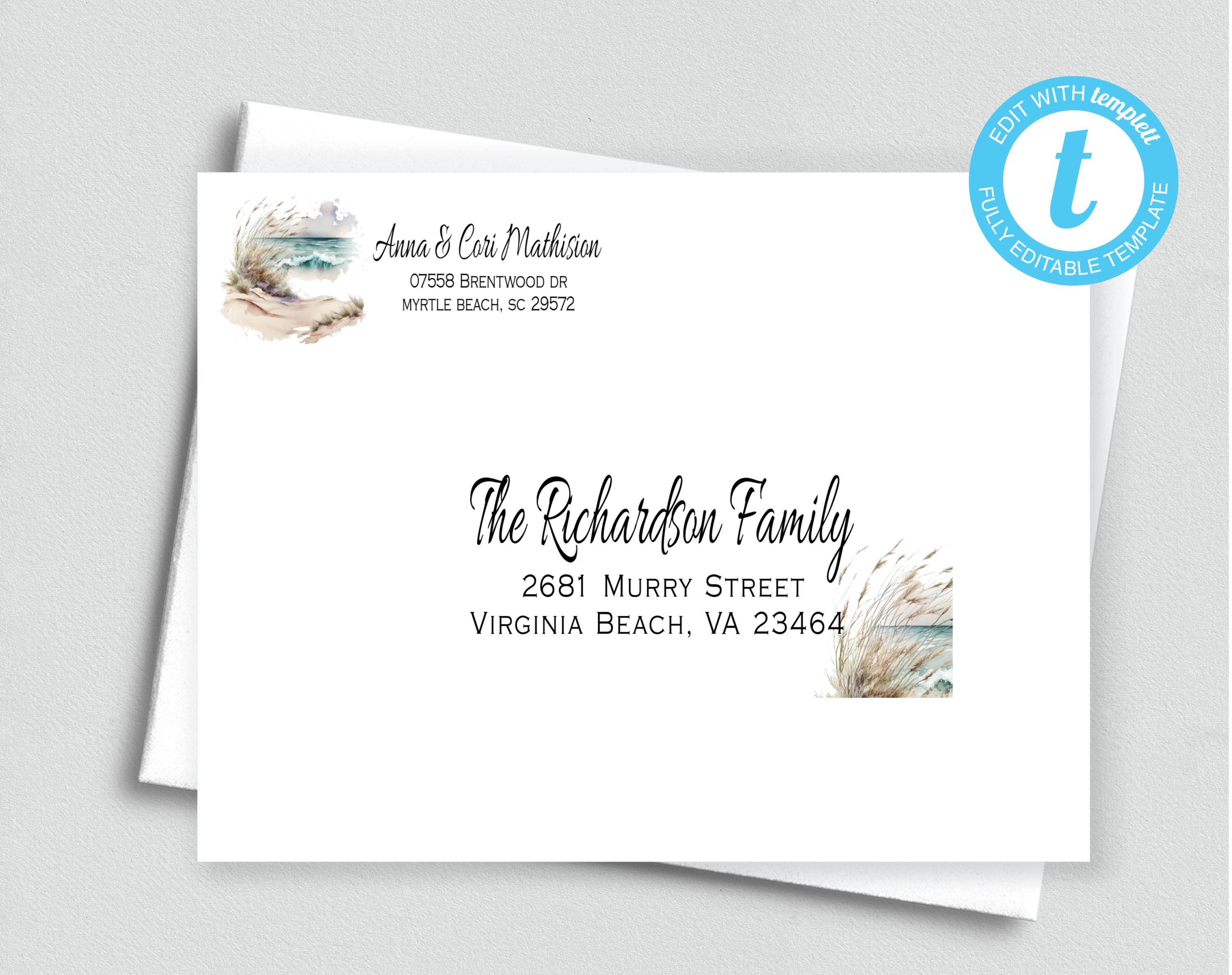 Printable Oceanside Address and Return Label/avery Label 5263 & 8160 ...