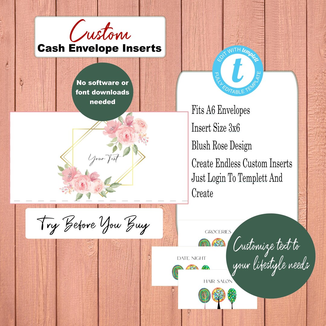Printable Editable Cash Envelope Inserts In10/templett/budget Envelope ...