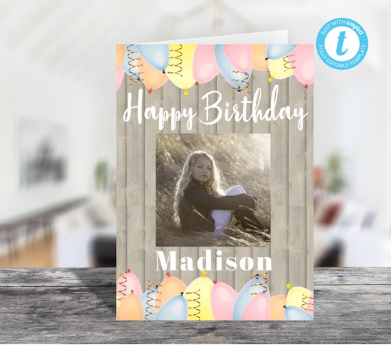 Personalized Printable Editable Happy Birthday Folded Portrait - Etsy