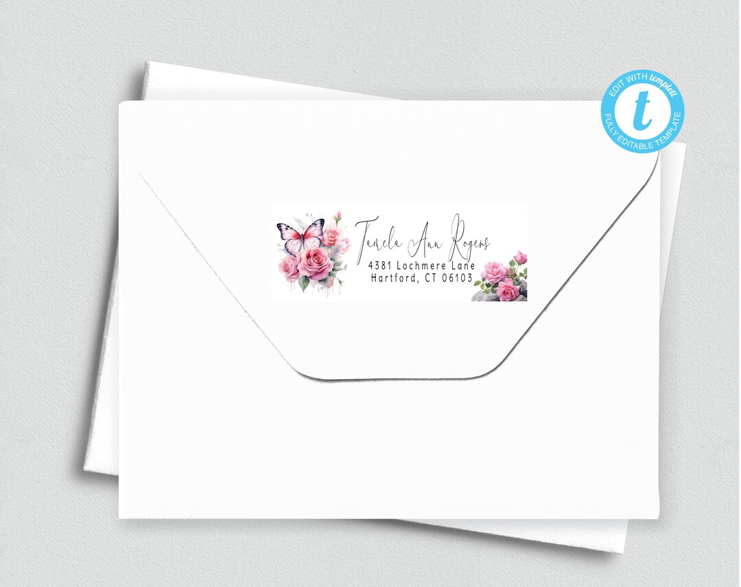 Pink Butterfly Printable Mailing-return Address Labels/avery Label 5263 ...
