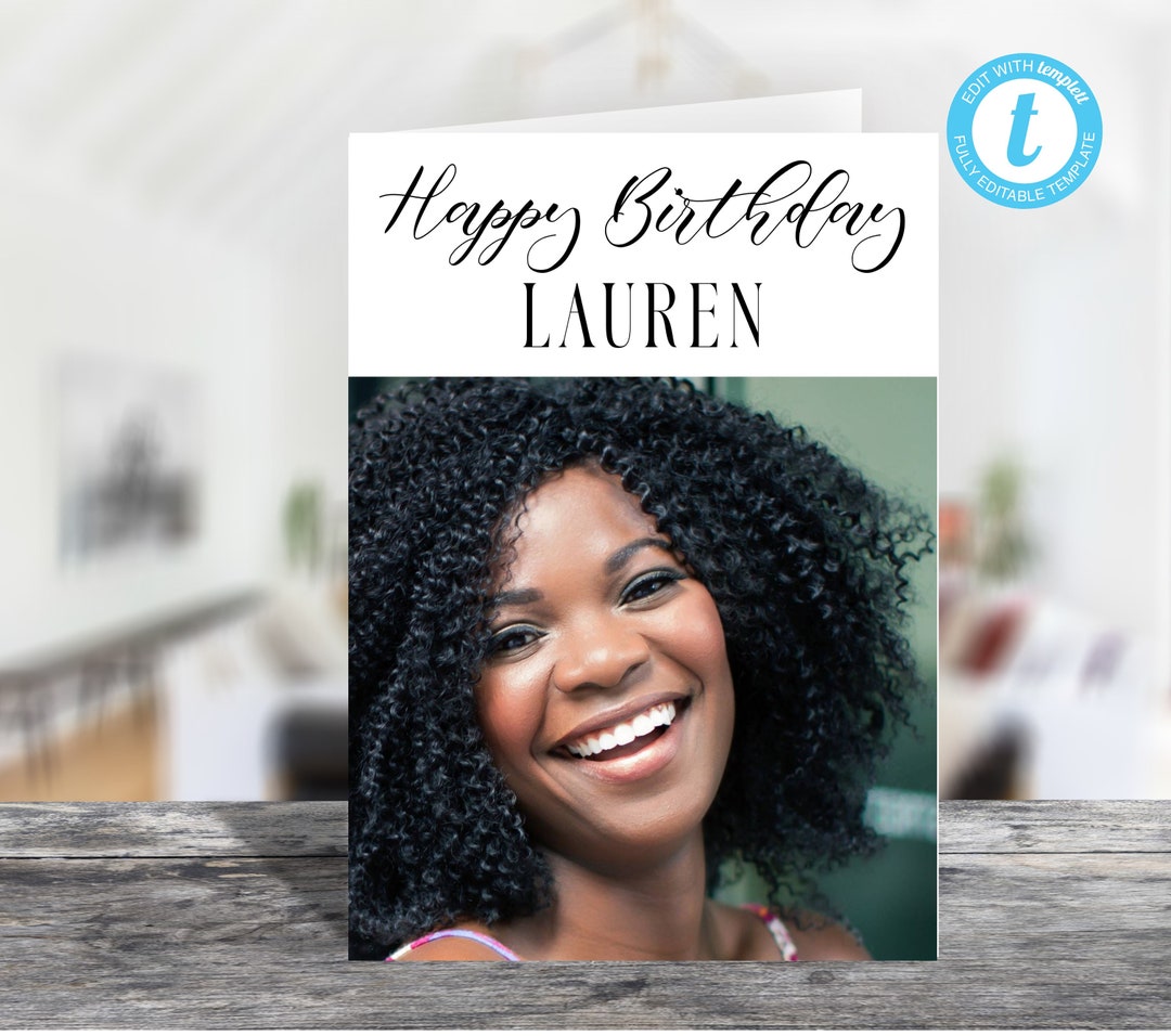 Templett Personalized Happy Birthday Folded Portrait Card With Envelope ...